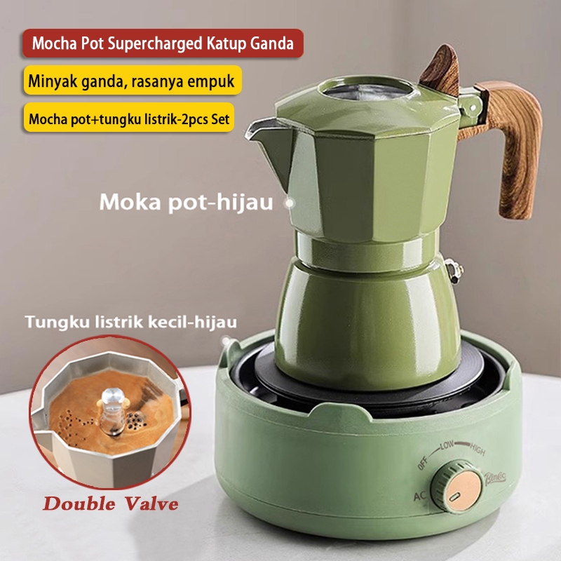Jual Mocha Pot Espresso Pot Double Valve Moca Pot Mocha Supercharged ...