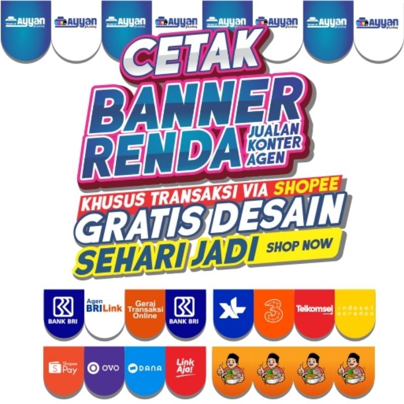 Jual CETAK BANNER HIASAN RENDA PAS UNTUK USAHA KONTER GEROBAK TOKO AGEN JUALAN | Shopee Indonesia
