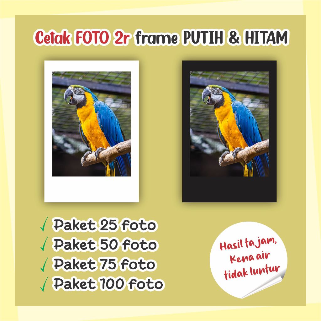 Jual cetak foto 2R frame hitam atau putih ala polaroid | Shopee Indonesia