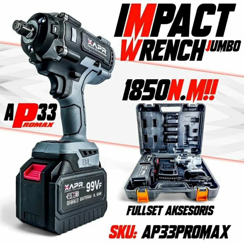 Jual Impact wrench APR JAPAN JUMBO FACELIFT 99V 1800NM 1/2inch fullset ...