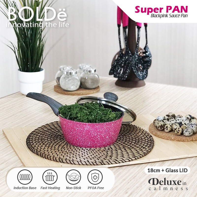 Jual BOLDe SUPER PAN SAUCE PAN 18 cm + LID GLASS - GRANITE COATING ...