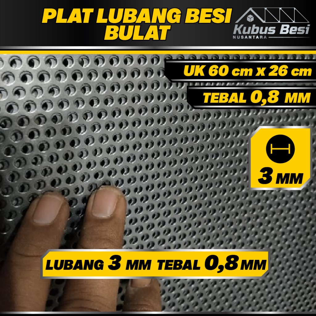 Jual 60x26 cm - Plat Lubang Bulat 3 mm - Tebal 0,8 mm. Ram Gril/Plat ...