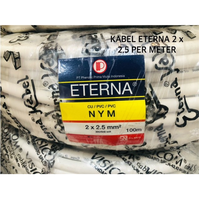 Jual ETERNA NYM 2x2,5 KABEL KAWAT TUNGGAL 2x2.5 Jual Per Meter Eceran Meteran ETERNA | Shopee ...