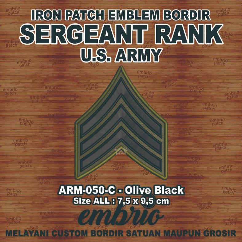 Jual ARM-050-C Chevron Sergeant Rank us army patches insignia E5 SGT ...