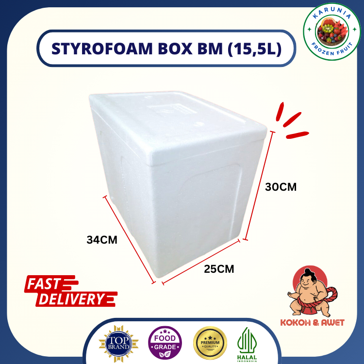 Jual Styrofoam Box BM Medium UK 34x25 x30CM / Sterefoam Box 7,5KG (15 ...