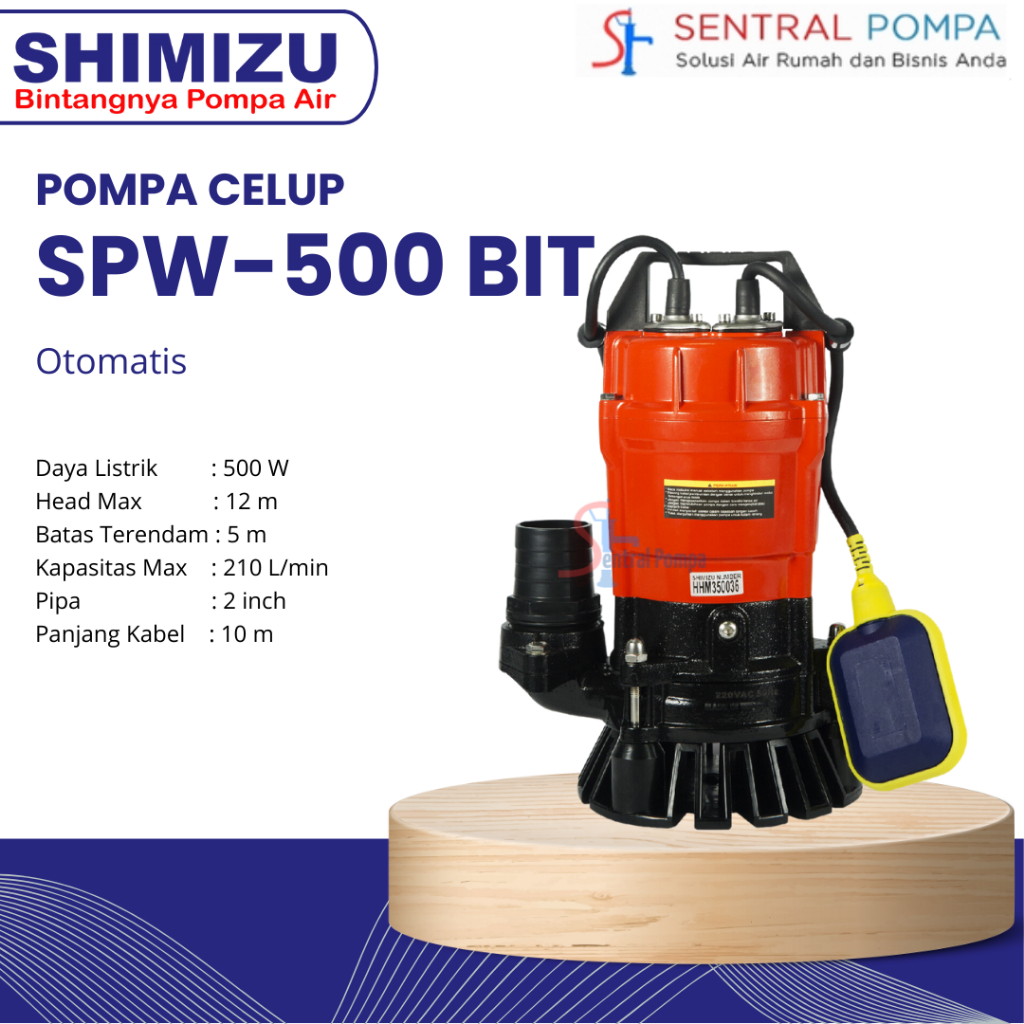 Jual Shimizu SPW-500 BIT Pompa Celup Air Kotor Otomatis 500 watt SPW ...