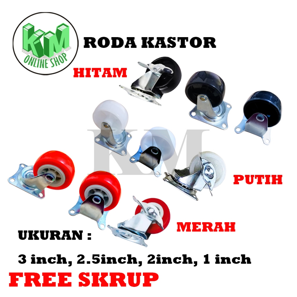 Jual Roda Kastor Lemari 1.5 Inch MATI, HIDUP & REM / Roda Troly / Roda ...
