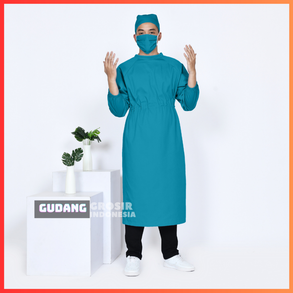 Jual [TERLARIS] GOWN DRIL SURGICAL | BAJU OPERASI UNISEX | JUBAH ...