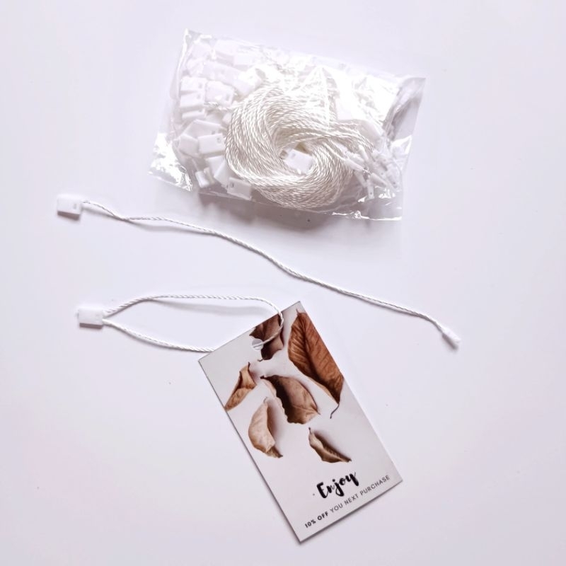 Jual tali hangtag / tali label / tali tag nylon PUTIH (+- 100pcs ...