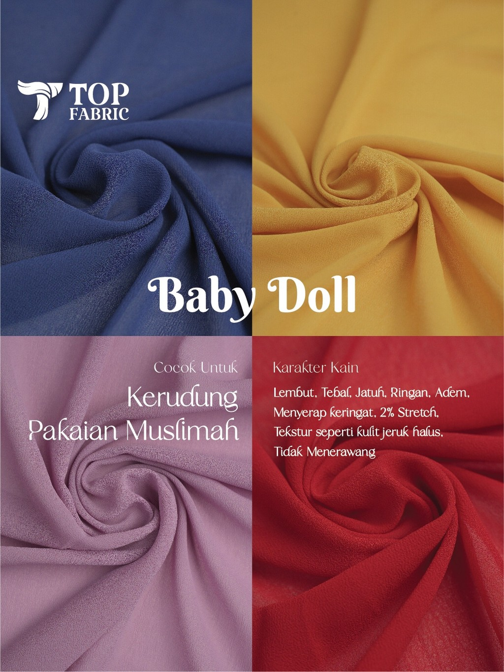 Jual 0,5 meter Kain Baby doll Premium Ceruty Ceruti Babydoll | Shopee ...