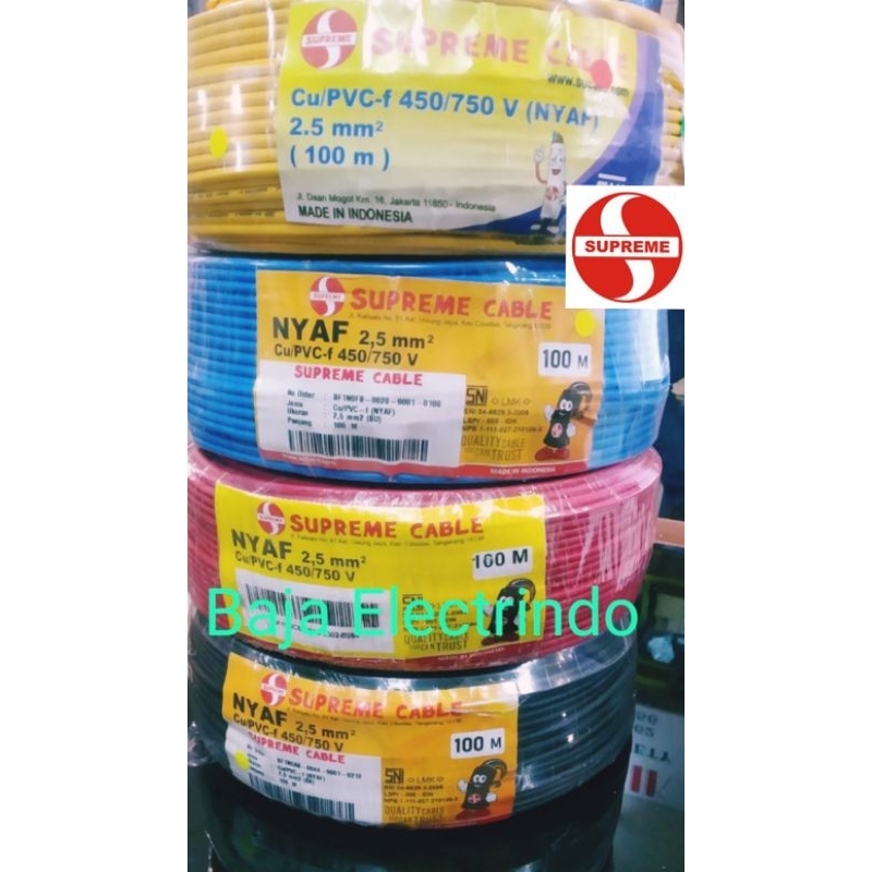 Jual Kabel Serabut NYAF 2,5mm SUPREME @100m NYAF 1 x 2,5 1 x 2.5 mm NYAF 2.5mm | Shopee Indonesia