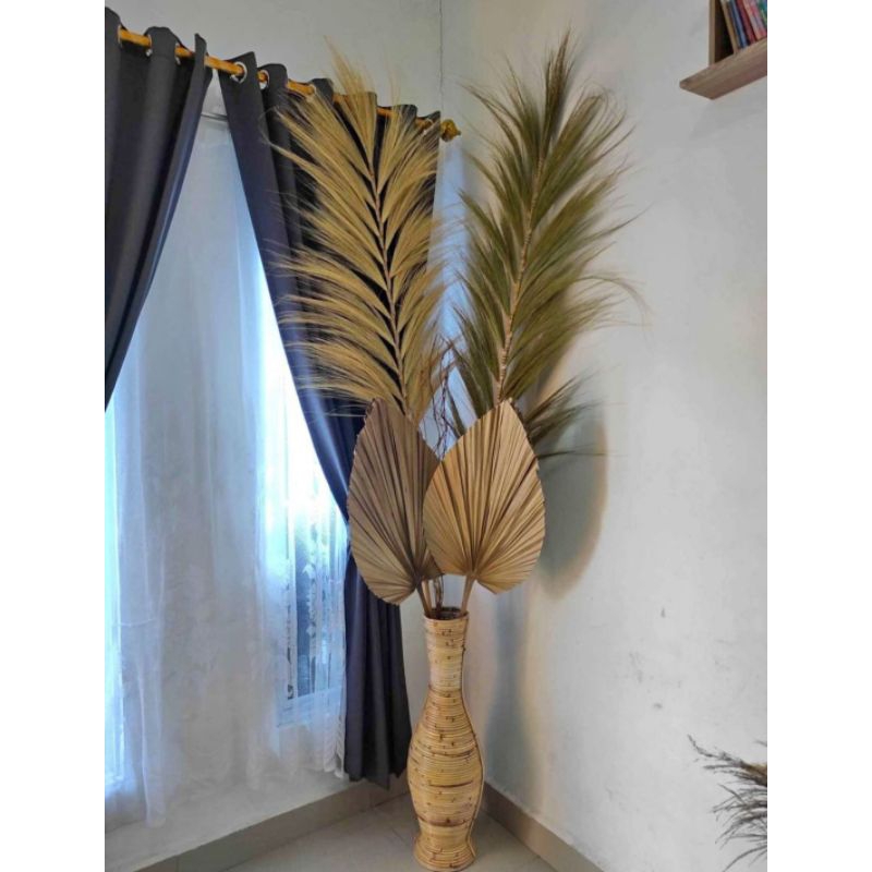 Jual Paket lengkap jumbo bunga rayung stik + vas guci rotan / Hiasan ...