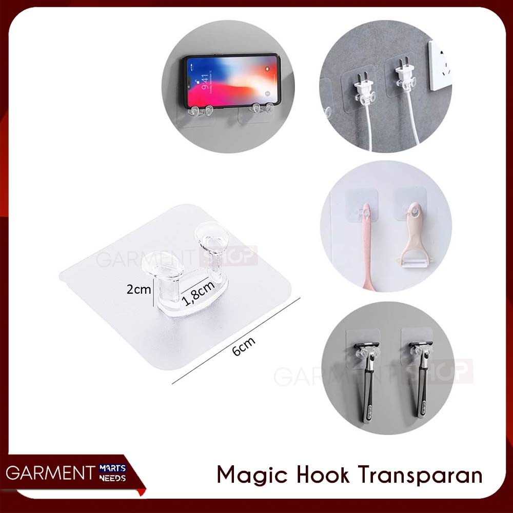Jual Gantungan Tempel Magic Hook Cadangan Stiker Lem Kuat Dinding Transparan Laci Pigura Jam ...