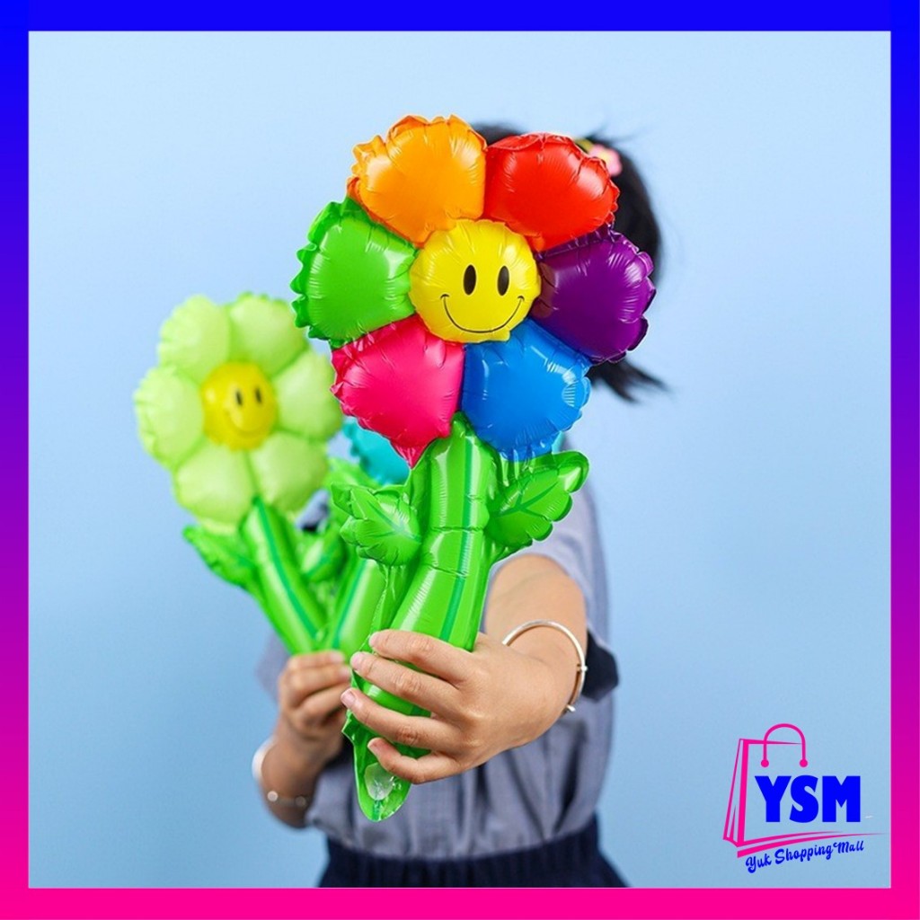 Jual YSM Balon Foil Tongkat Bunga Matahari Balon Sunflower Polos ...