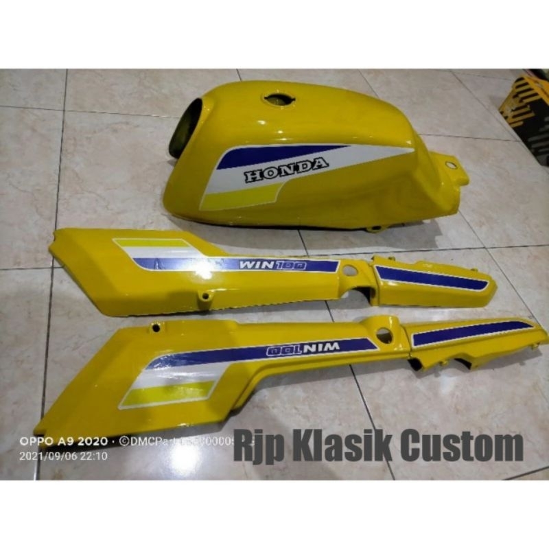 Jual Paket bodi tengki win honda win plus cover box aki warna kuning ...