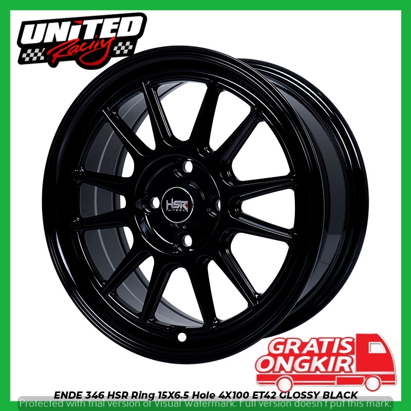 Jual VELG MOBIL RACING RING 15 HSR ENDE BLACK GLOSSY UNTUK AGYA VIOS DATSUN GO R15 PCD 4X100 ...