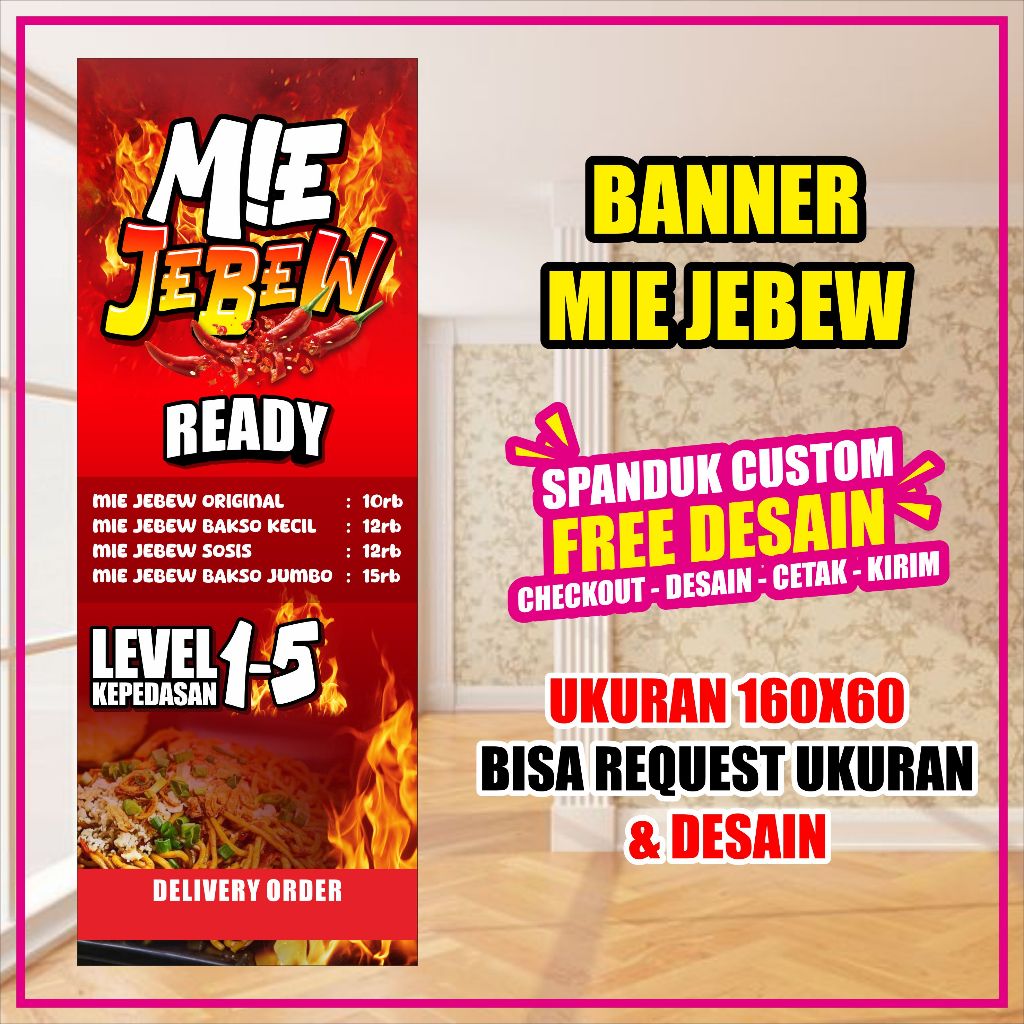 Jual Spanduk/Banner/Backdrop Mie Jebew Free Desain Custom Nama/Harga ...