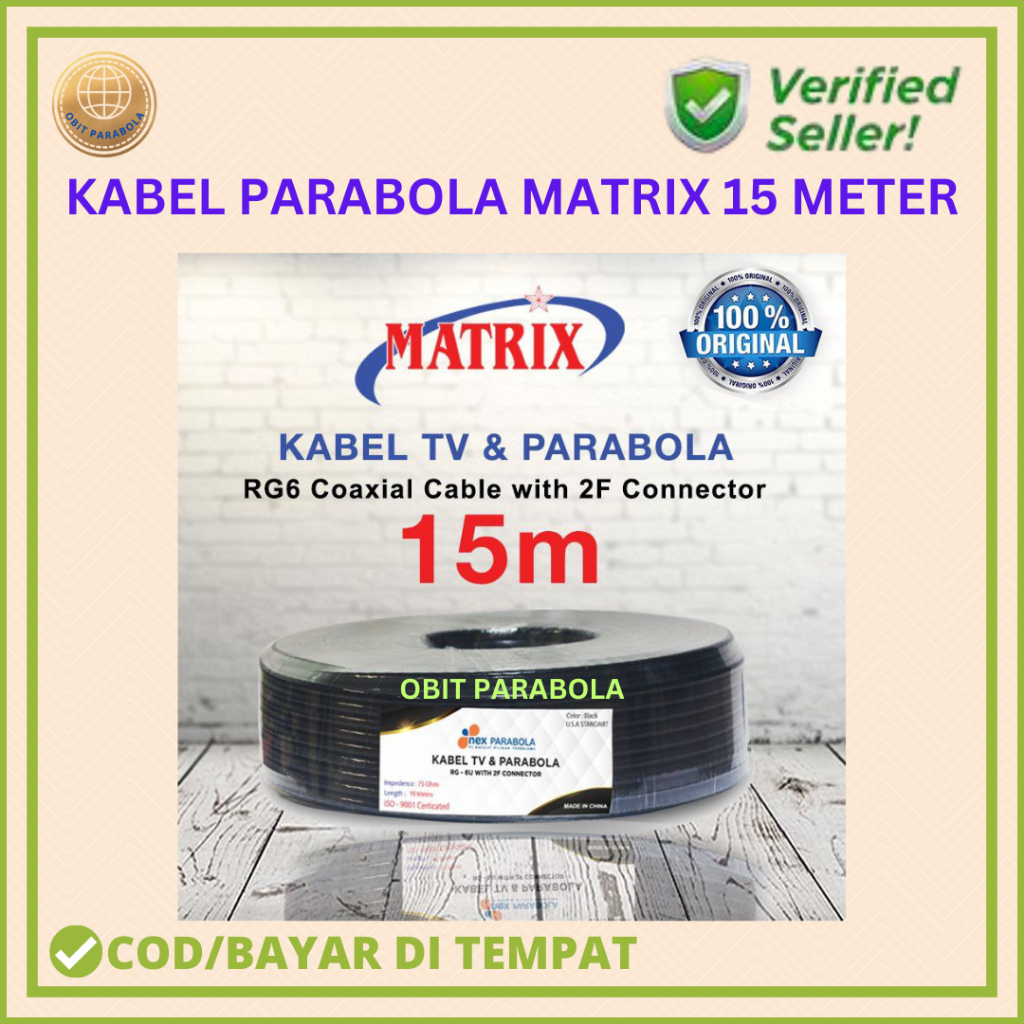 Jual KABEL PARABOLA MATRIX 15 METER RG6 + KONEKTOR PARABOLA | Shopee Indonesia