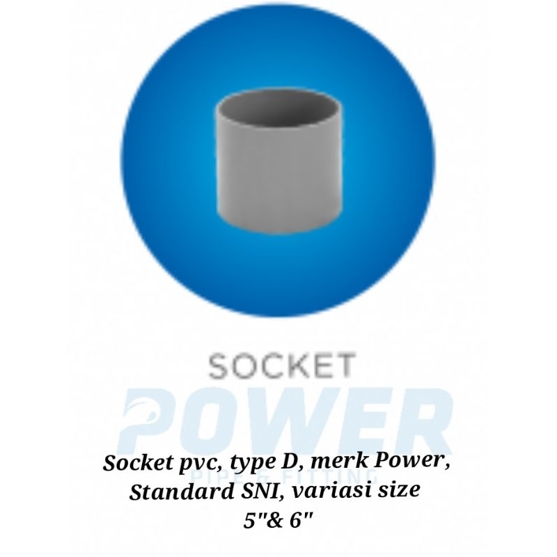 Jual Sock polos/sambungan pipa pvc, type D, merk Power, Standard SNI ...