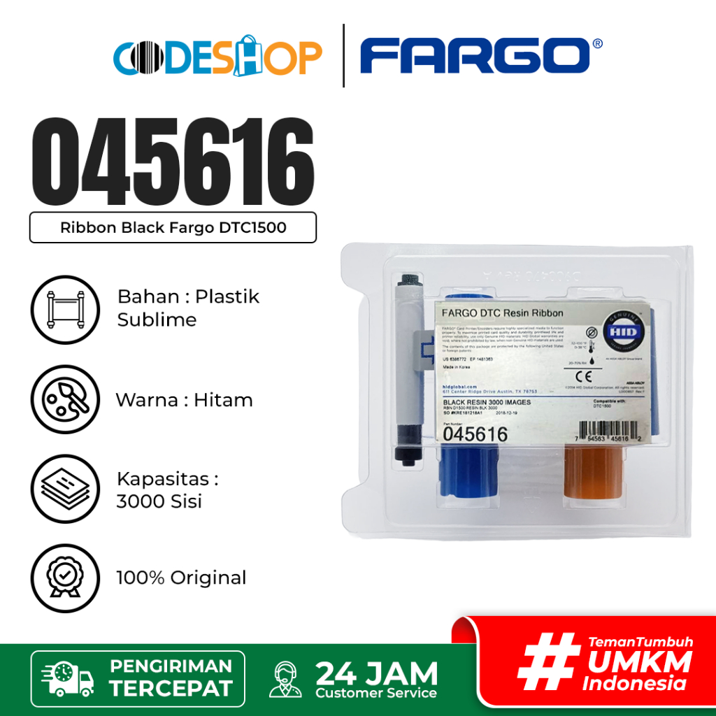 Jual Ribbon Black FARGO DTC1500 Tinta Ribbon DTC-1500 ( PN:045616 ...