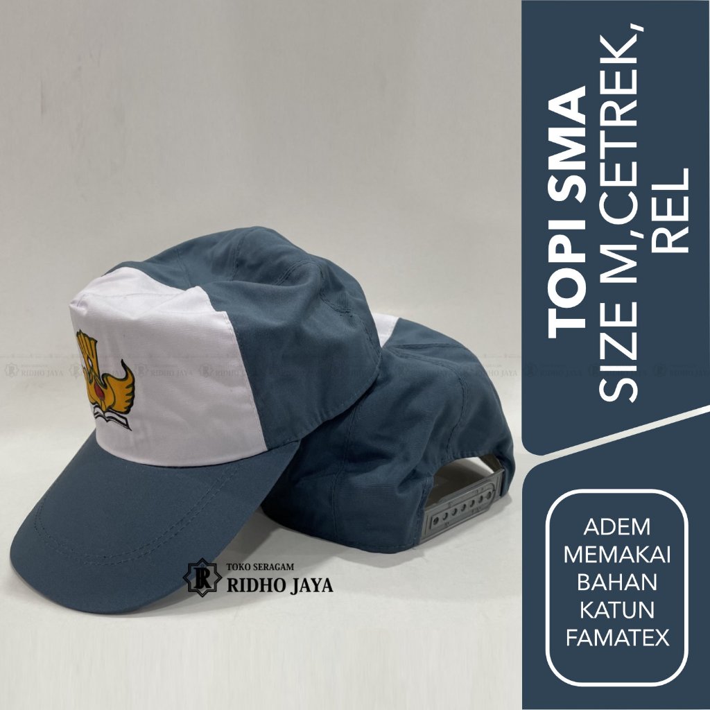 Jual RIDHO JAYA - Topi SMA Size M Cetrek Rel Topi SMA Putih Abu Topi ...