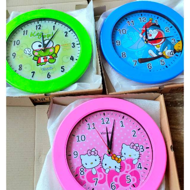 Jual Jam Dinding VINODA Karakter | Jam Kamar Karakter Doraemon, Keroppi, Hello Kitty | Shopee ...