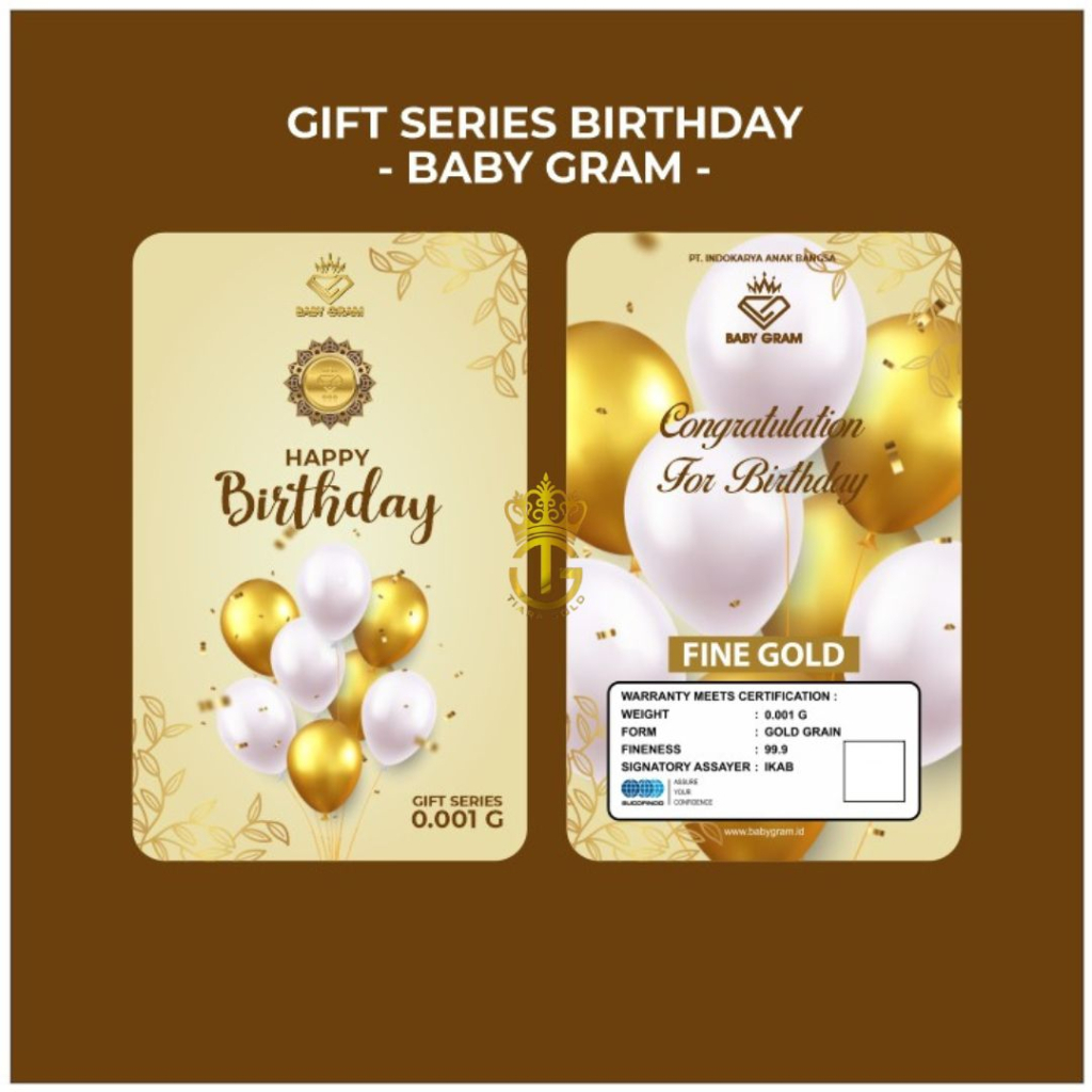 Jual SOUVENIR ULANG TAHUN EMAS 24 KARAT GRAMASI 0,001 GRAM BABY GRAM ...