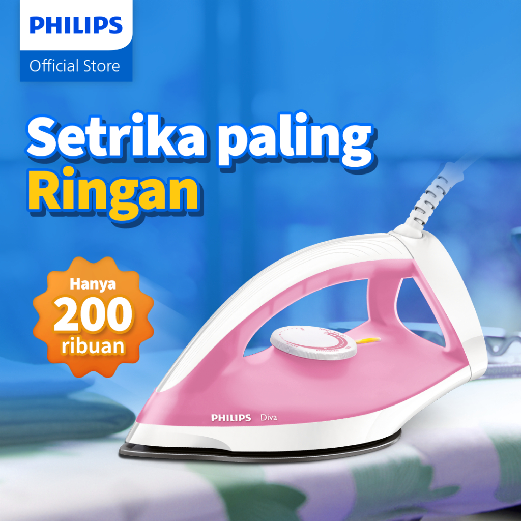 Jual Setrika Philips Diva GC122/47 Pink - Setrikaan promo murah, Tapak Strika Anti Lengket ...
