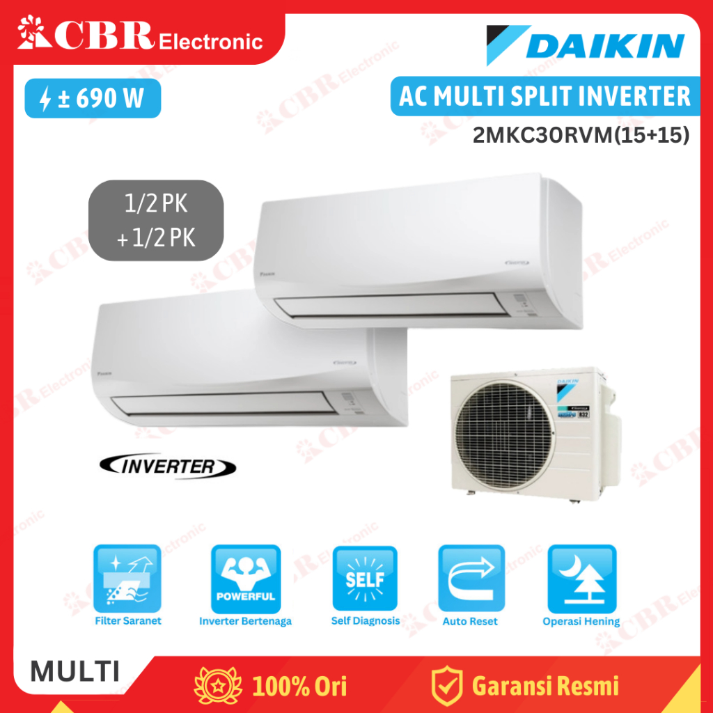 Jual AC Multi Split DAIKIN Inverter 1/2PK + 1/2PK 2MKC30RVM(15+15) | Shopee Indonesia