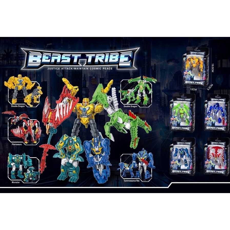 Jual SRV Mainan Anak Transform Robot Dinosaurus Dino Beast Tribe Robot ...