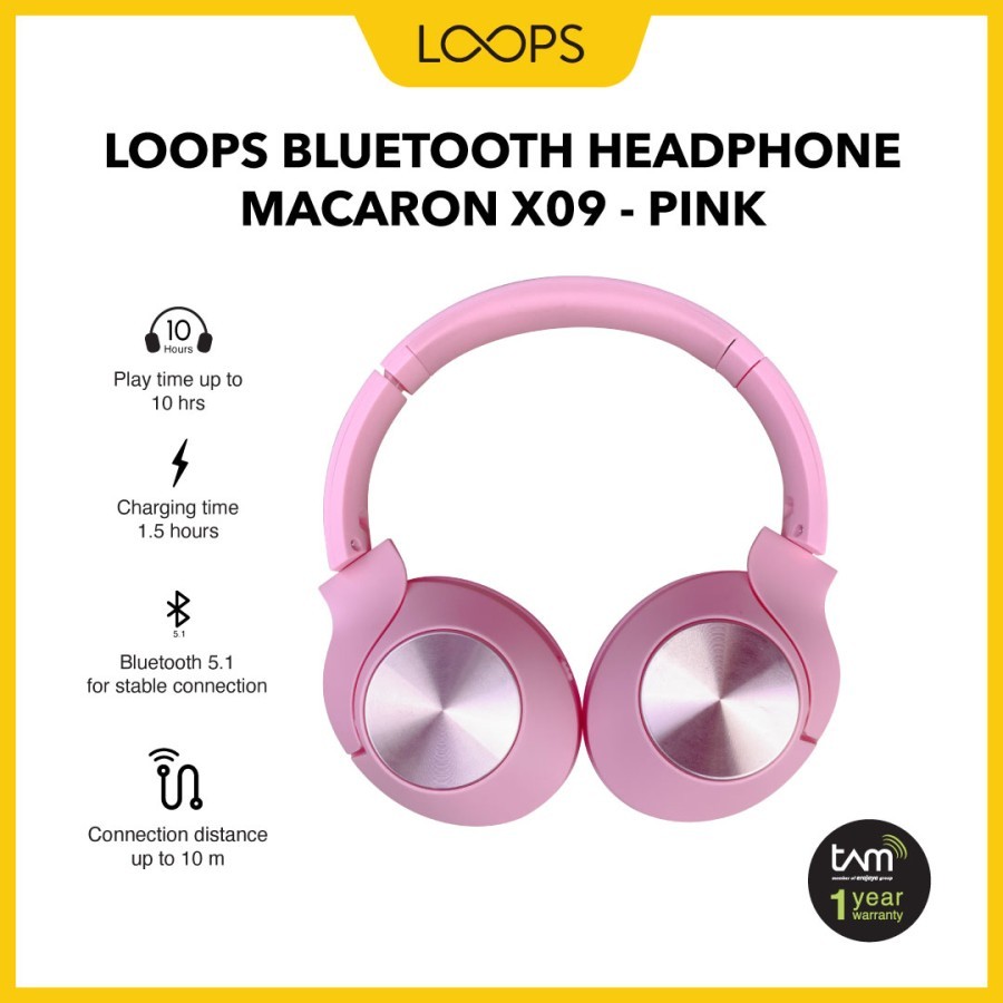 Jual Loops Bluetooth Headphone Macaron X09 Original - Pink | Shopee ...