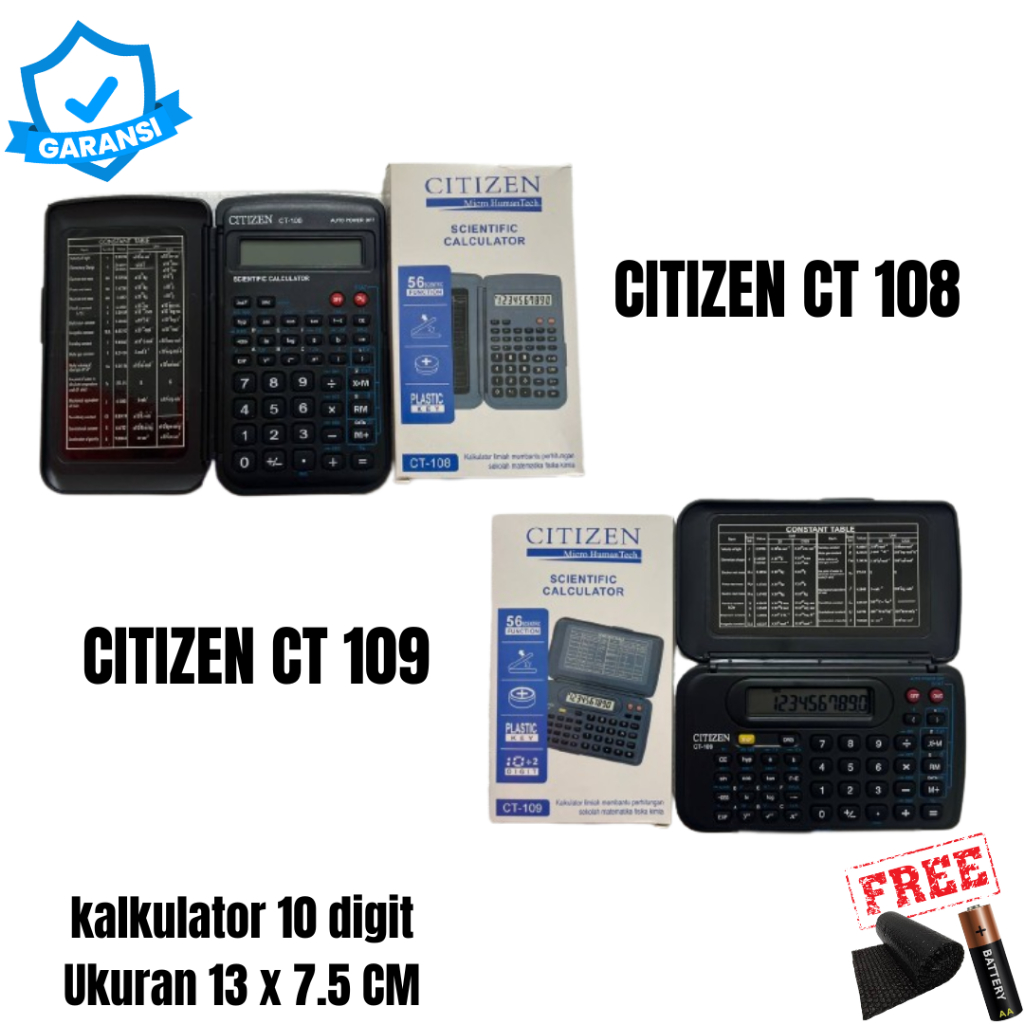 Jual Kalkulator CT 108 109 Scientific Ilmiah Sin Cos Ukuran Sedang 13cm ...