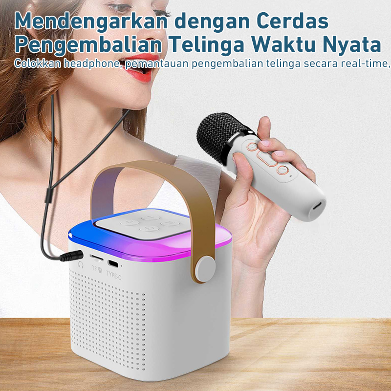 Jual Speaker Mini Bluetooth Mic 1set Portabel Speaker Karaoke ktv wireless | Shopee Indonesia