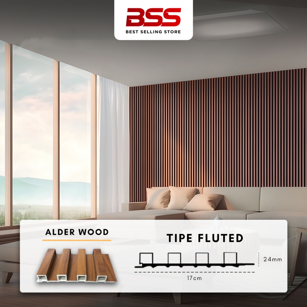 Jual WPC Wood Wall Panel Dinding PVC 3M Fluted Anti Rayap Jamur ...