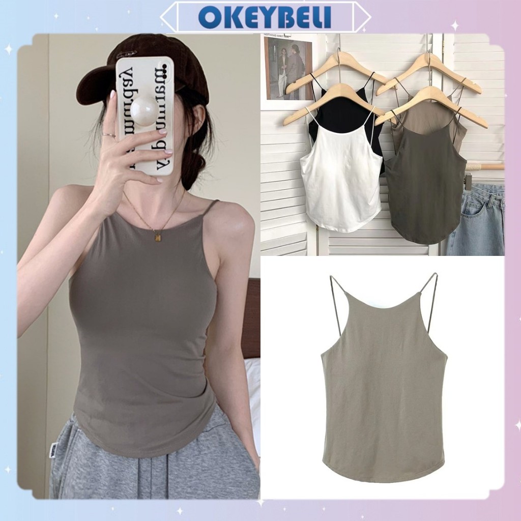 Jual •OKEY BELI•BJ1568 Baju Tanktop Polos Halus Tanpa Kawat WithCup ...