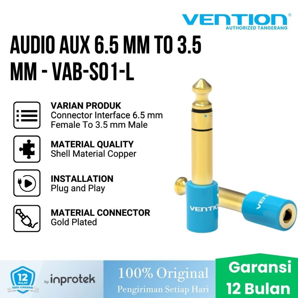 Jual Vention Audio Aux 6.5mm to 3.5mm Jack Female Converter Adapter - VAB-S01-L | Shopee Indonesia