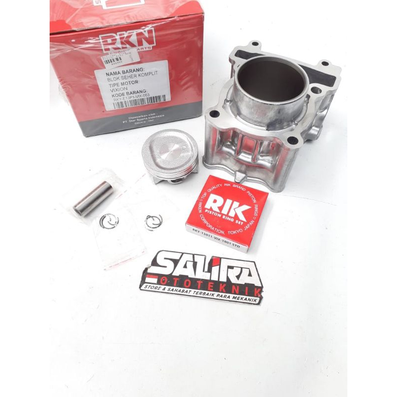 Jual Silinder Cylinder Blok Mesin Motor Yamaha Vixion Merk RKN Set Piston Seher Seker Ring Pen ...