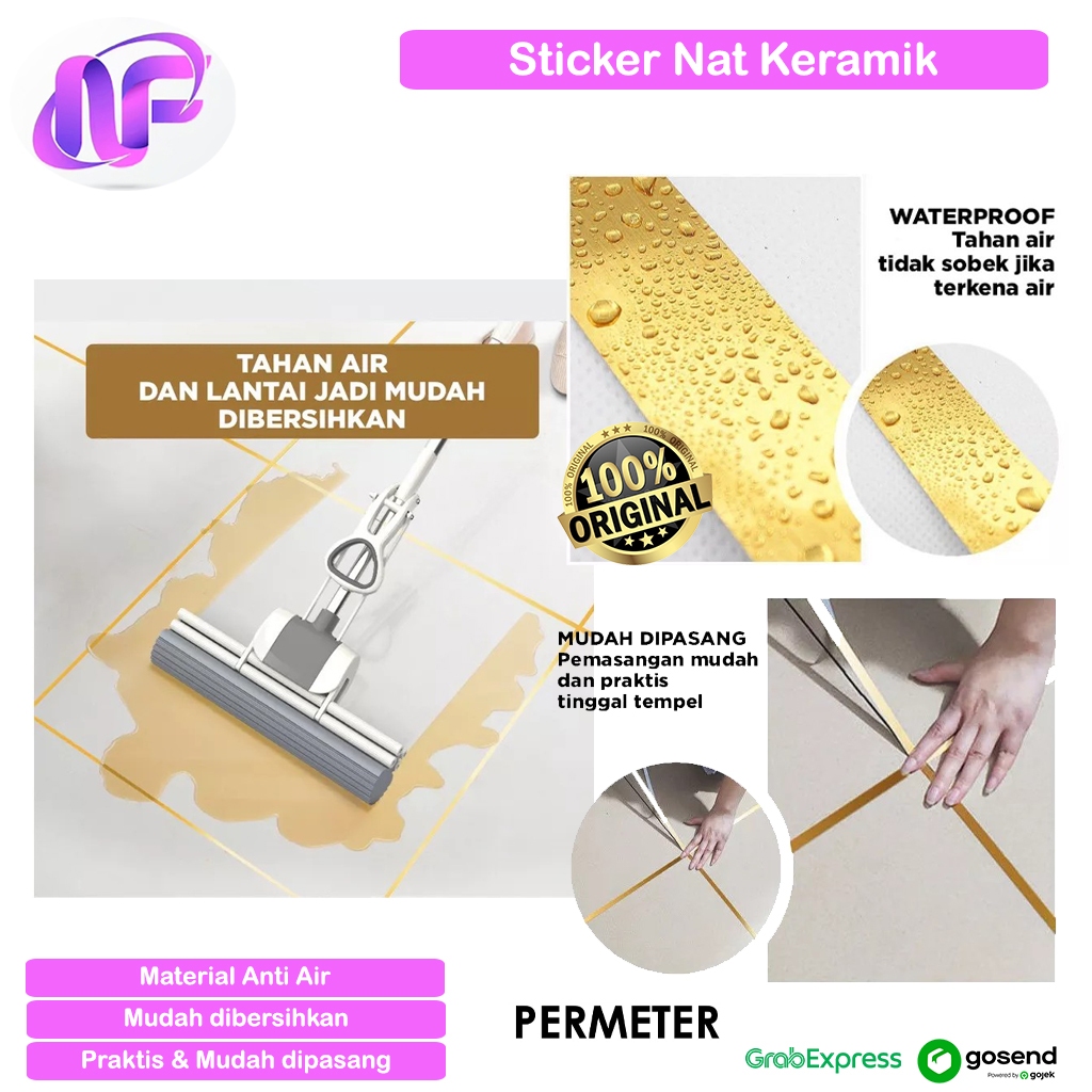 Jual Stiker Nat Keramik Pembatas Lantai Anti Jamur List Gold Premium ...