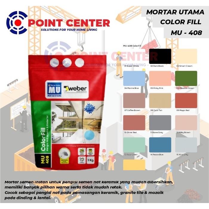 Jual TERLARIS MORTAR UTAMA MU-408 COLORFILL PENGISI NAT KERAMIK 1KG ...