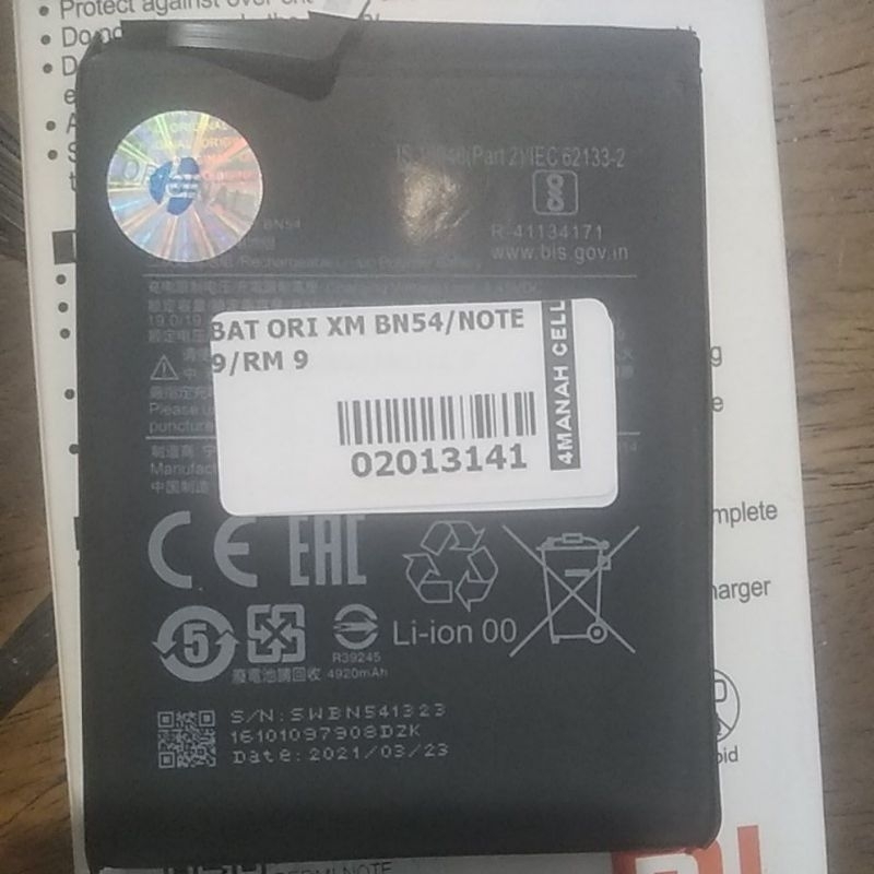 Jual bat ori xm bn54/note 9/redmi 9 | Shopee Indonesia