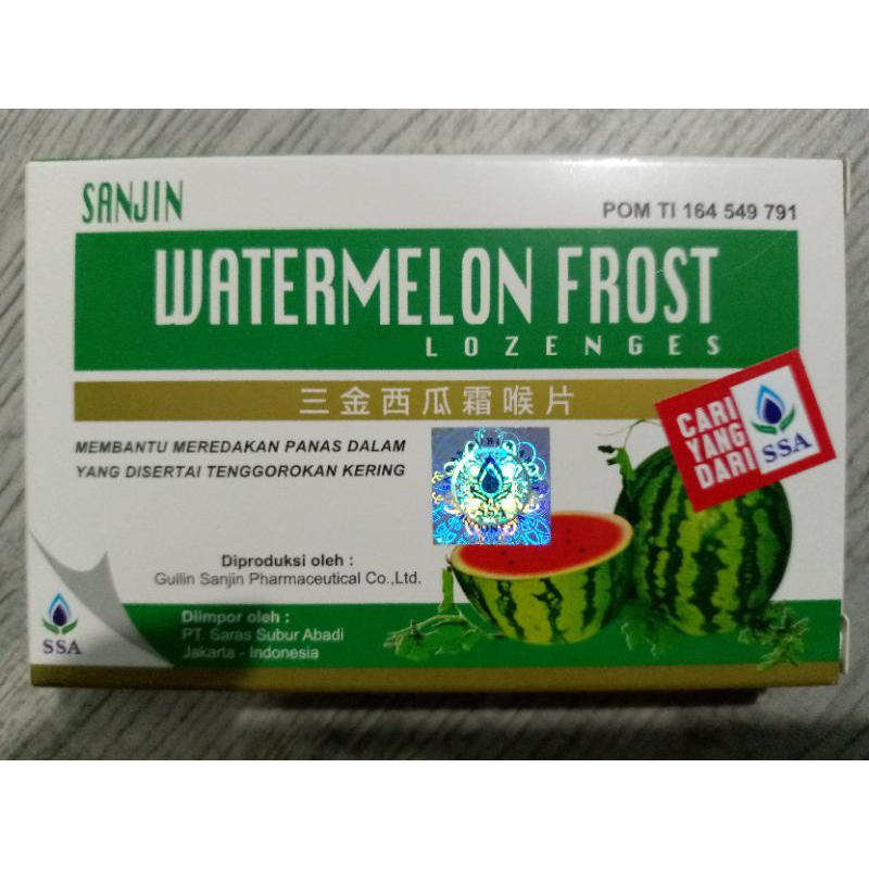 Jual Sanjin Watermelon Obat Hisap Meredakan Panas Dalam isi 12 Tablet ...