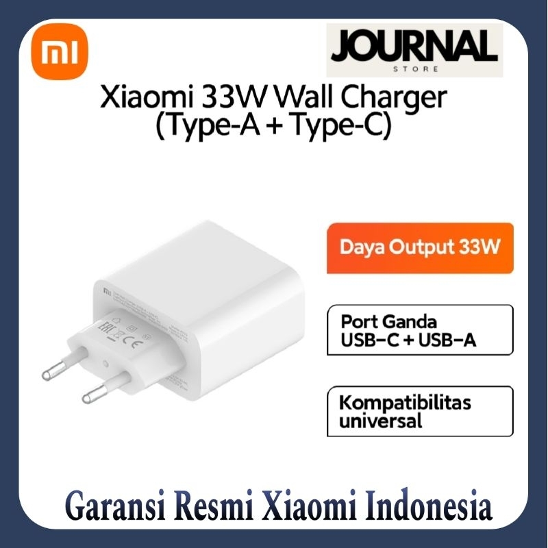 Jual Xiaomi Adapter Charger Dual Port Mi 33W Wall Charger (Type-A ...