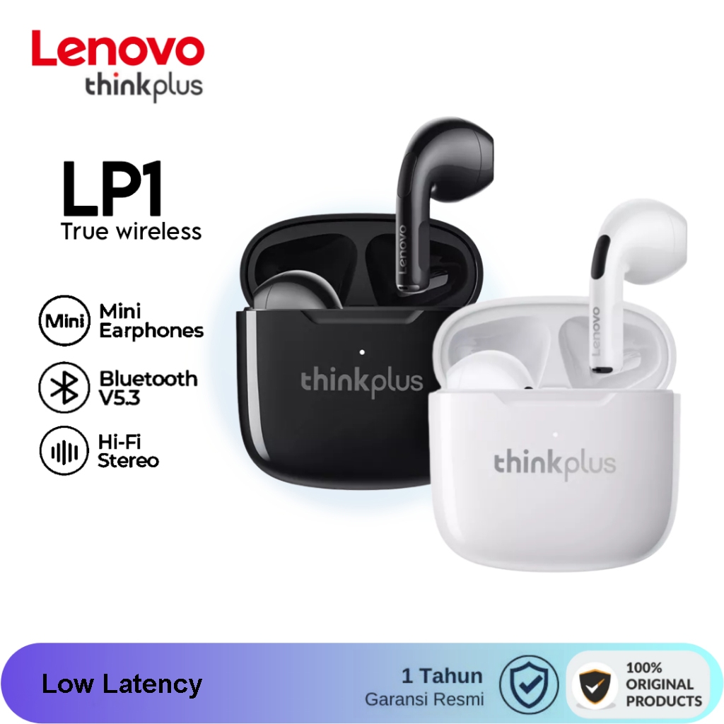 Jual Lenovo Thinkplus LP1 Pro/ LP1 TWS Earphone Hi-Fi Sound BT 5.3 Low Latency Gaming HD Call ...