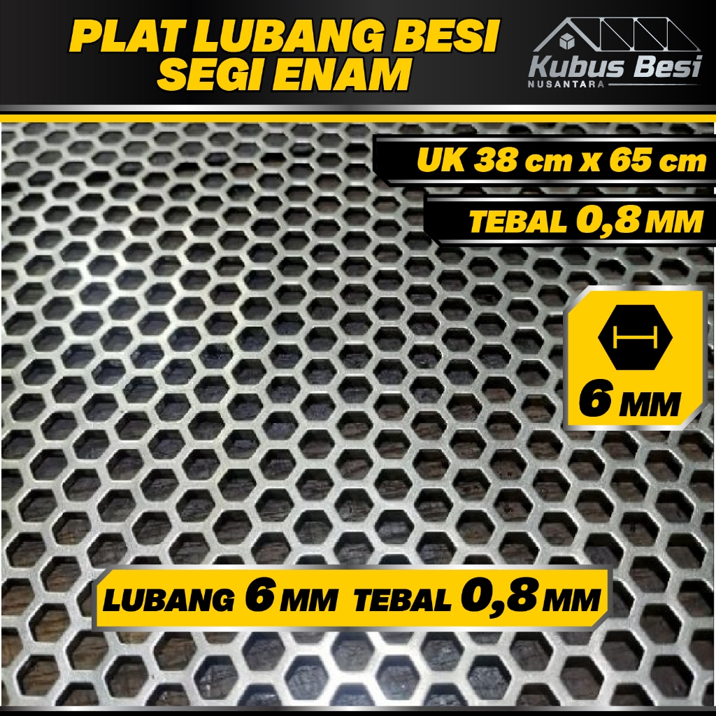 Jual 38x65, 27x45 cm - Plat Lubang Hexagonal 6 mm - Tebal 0,8 mm. Ram ...