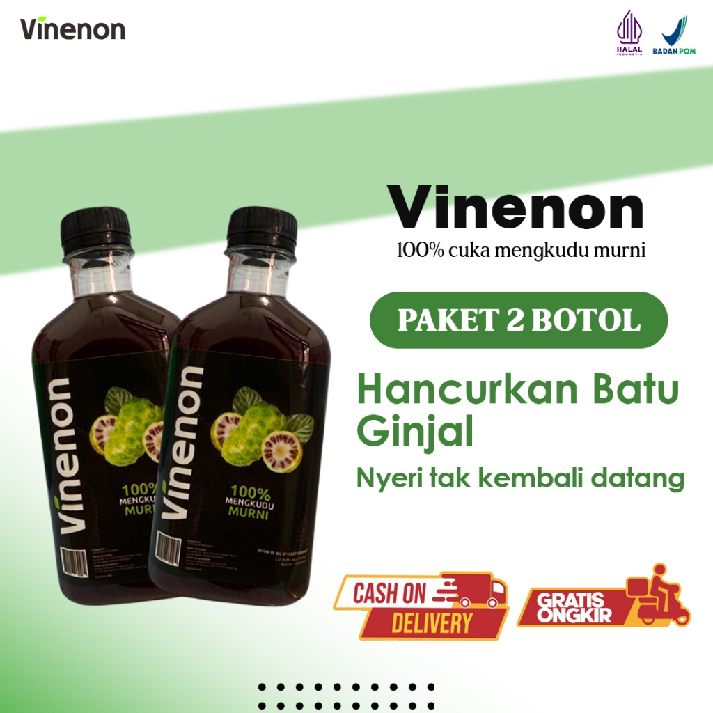 Jual PAKET 2 BOTOL Vinenon Cuka Mengkudu Atasi Batu Ginjal dan Asam ...