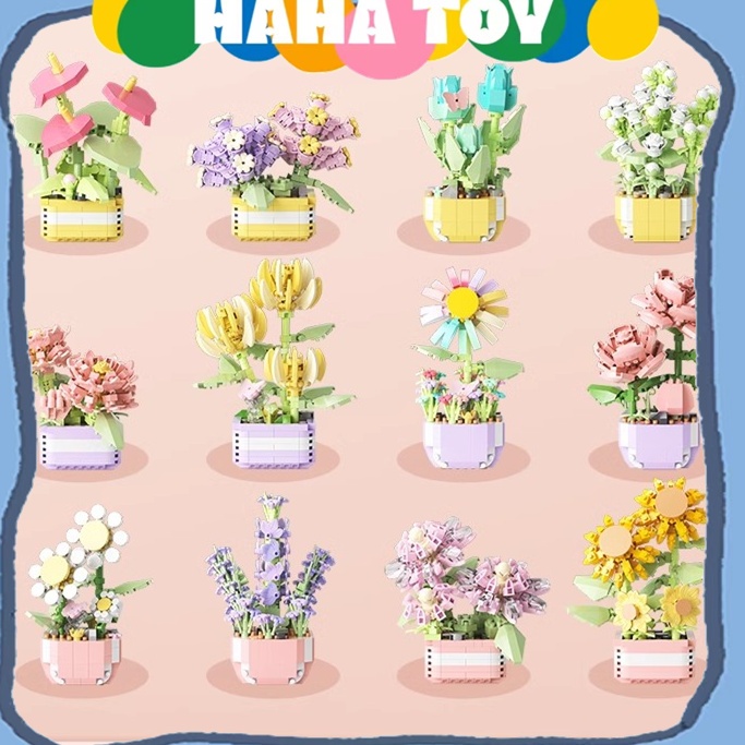 Jual Bricks Bunga Sembo Block Puzzle 3D Mainan Blok Bunga Mawar Hadiah ...