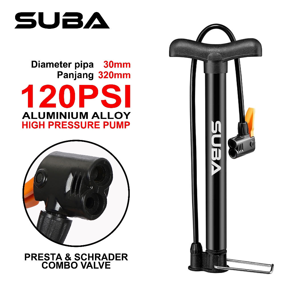 Jual Pompa Sepeda SUBA Super Pump 120 Psi - Bicycle Mini Pump Presta ...