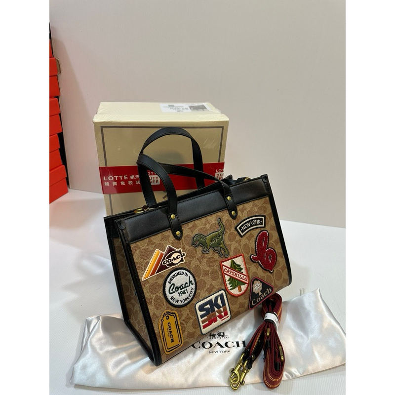 Jual COACH FIELD TOTE WITH PATCHES FREE BOX | Shopee Indonesia