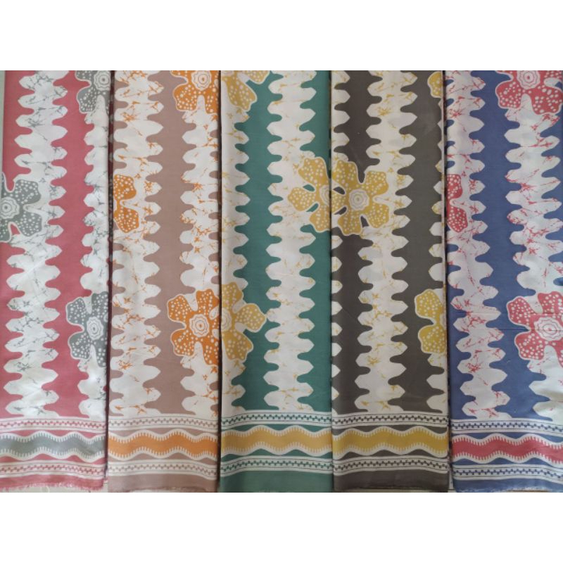 Jual kain batik printing soft pastel motif bunga laut gerigi bahan kain ...