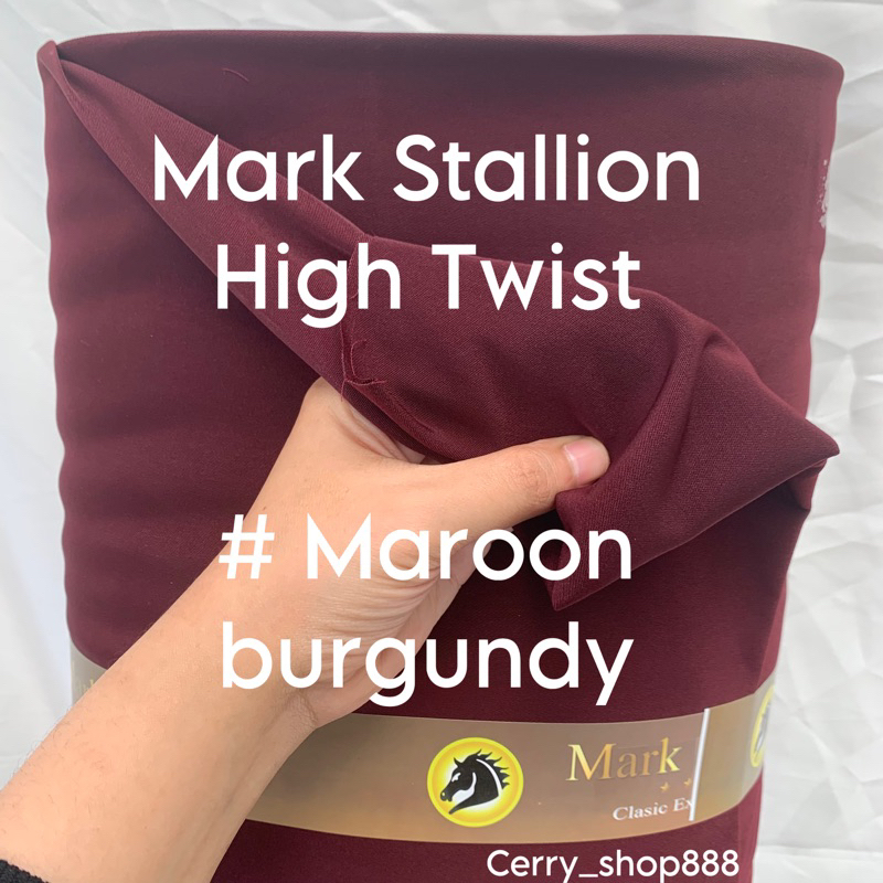 Jual kain high twist hi twis mark stallion maroon tua maroon burgundy ...